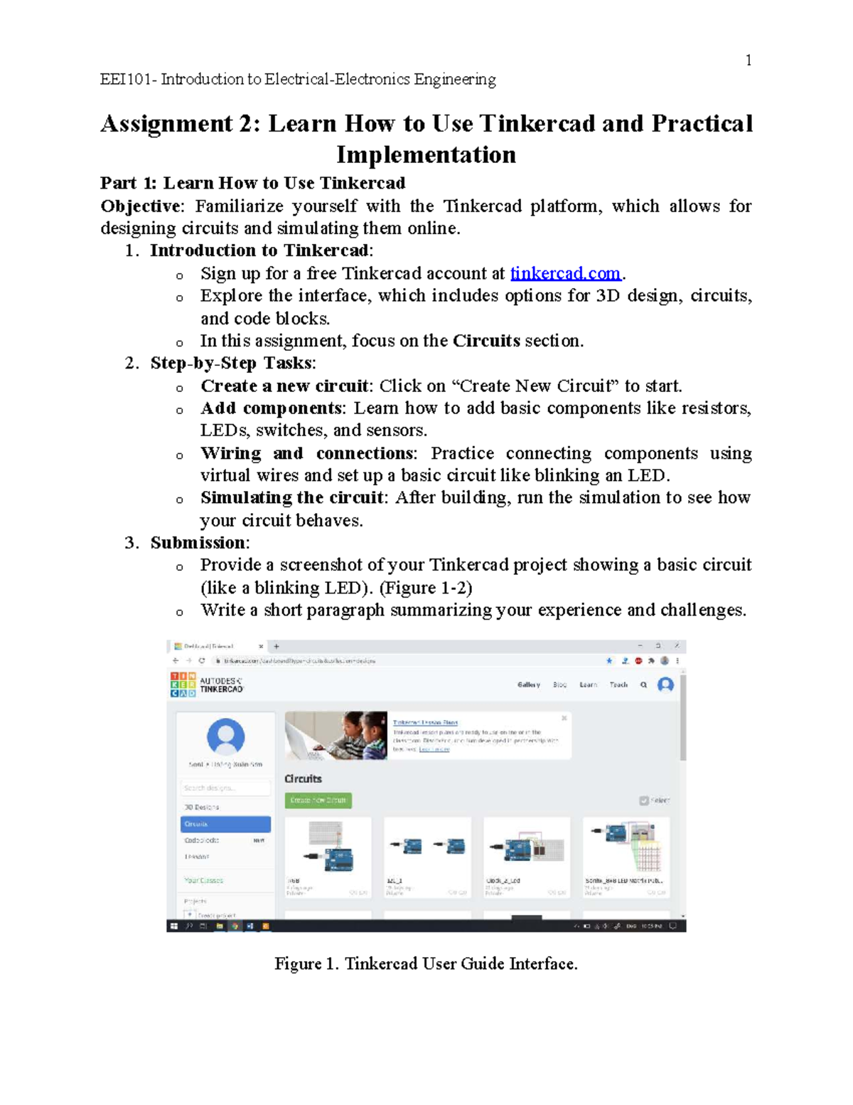 ENGR 101 Assignment 2: Tinkercad Circuit Design & Arduino Integration ...