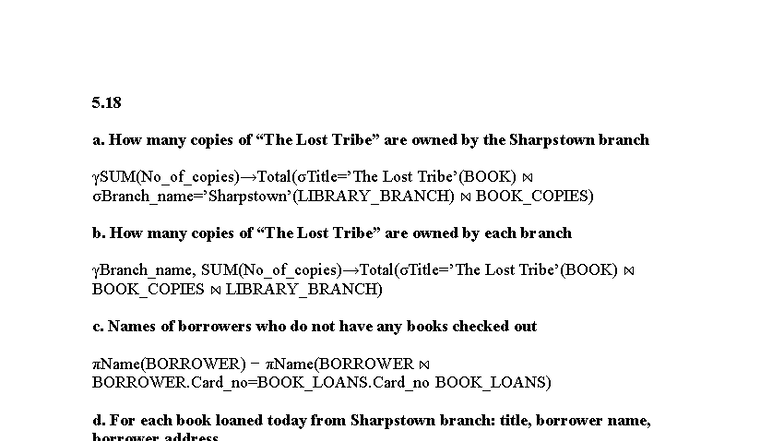 SQL Queries for Library Data Analysis (5.18) - Studocu