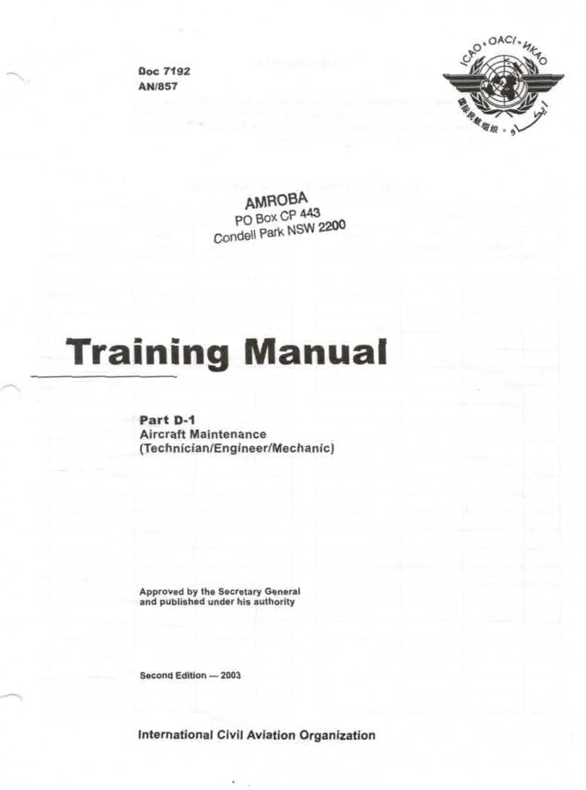 ICAO Doc 7192 D-1: AME Training Manual (2nd Edition) - Studocu