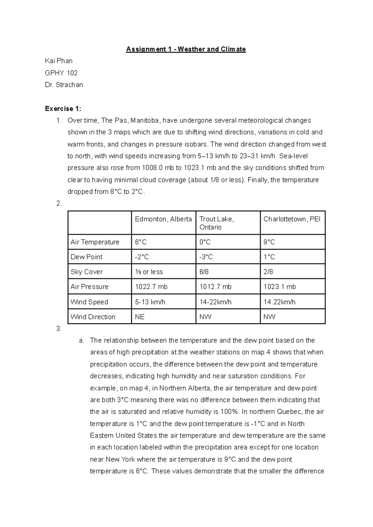 GPHY 102 - Assignment 1: Analyzing Weather Patterns and Climate Changes ...
