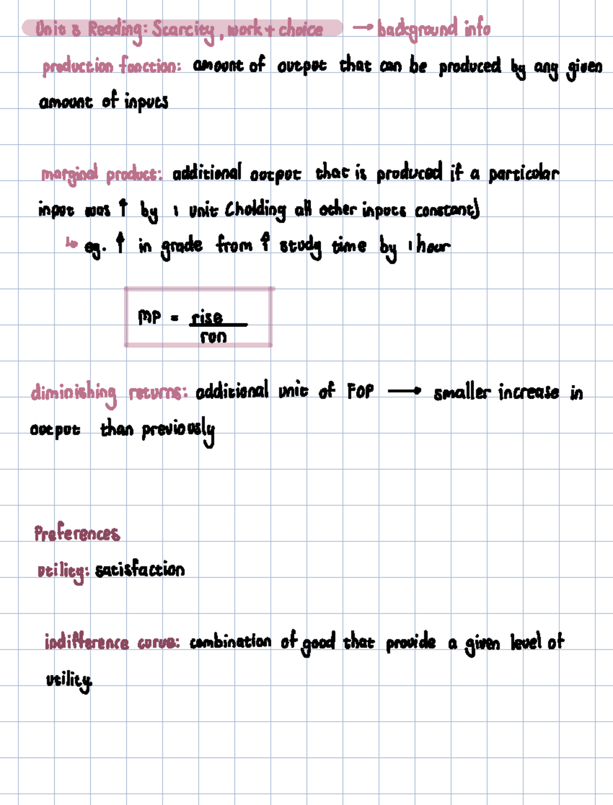 Test 1 Notes: Economic Concepts of Scarcity and Preferences - Studocu