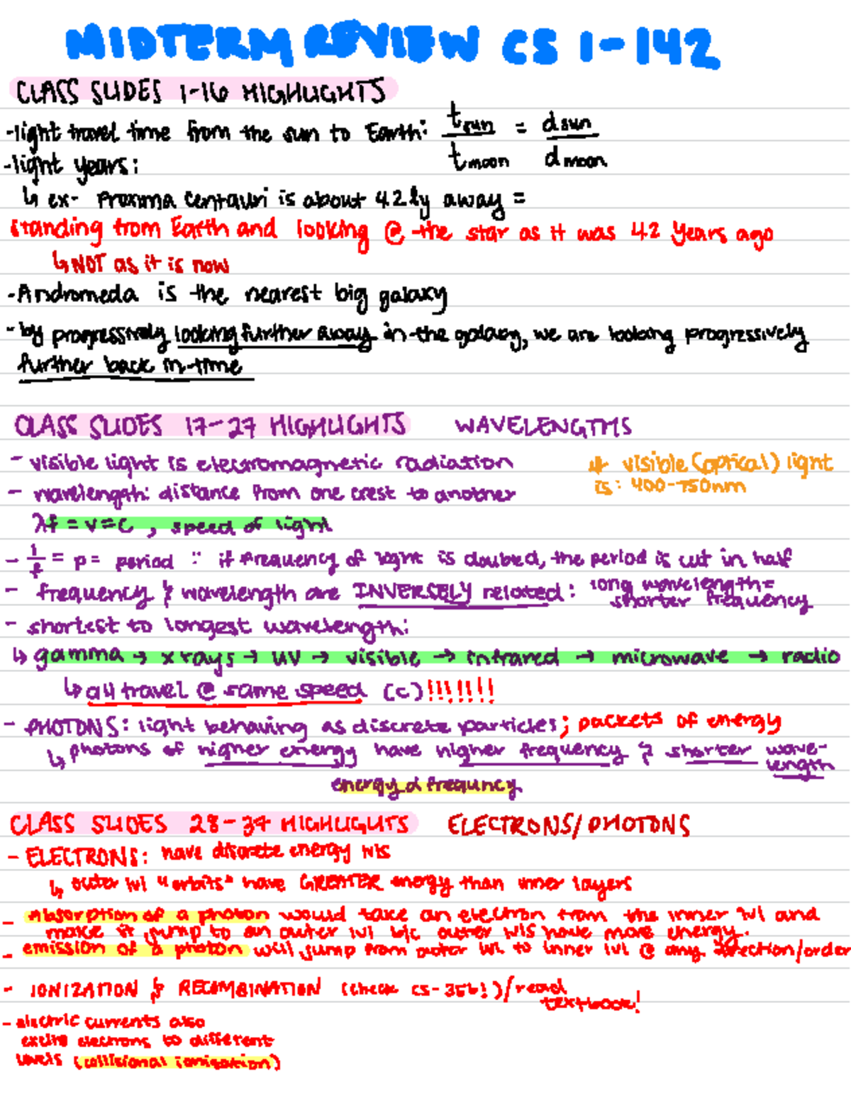 Astro C10 - Midterm 1 Study Notes and Highlights - Studocu