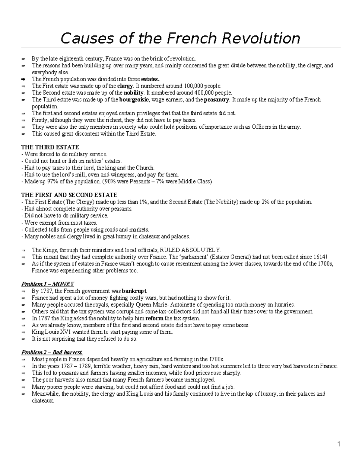 Causes of the French Revolution: Social, Economic & Political Factors ...