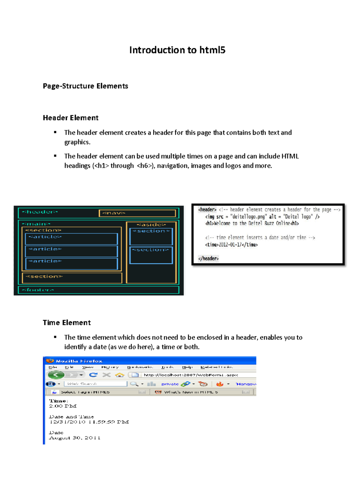 HTML5 Elements Overview: Header, Time, Nav, and Input Types - Studocu