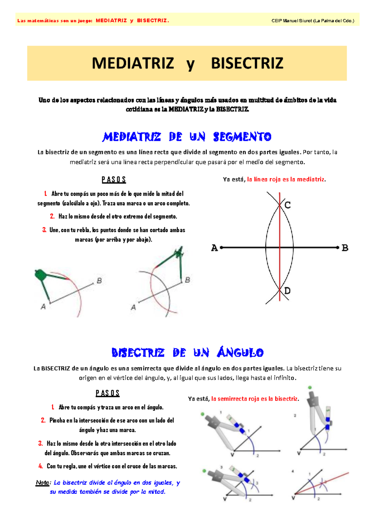 Guía sobre Mediatriz y Bisectriz en Matemáticas: CEIP Manuel Siurot ...