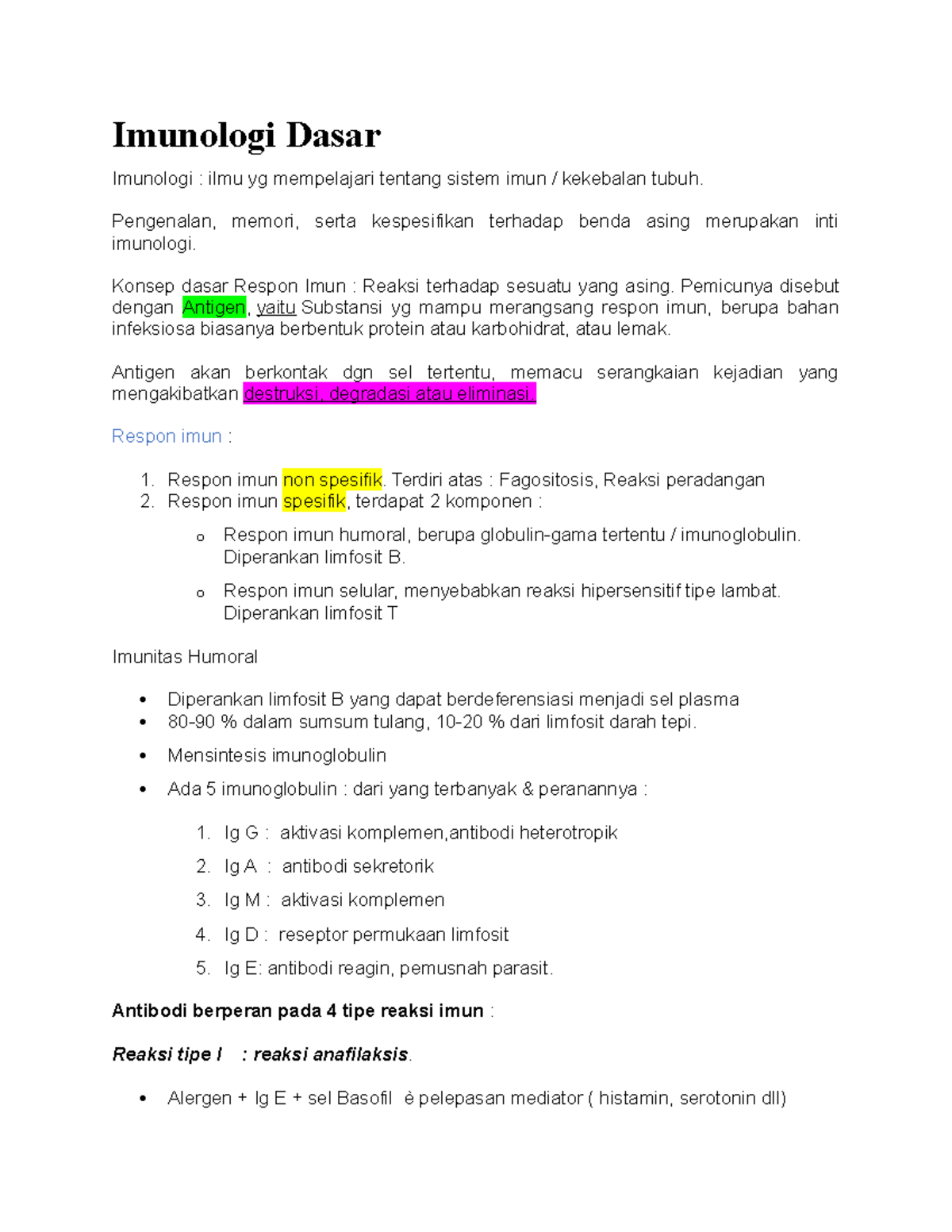 Imunologi Dasar: Pengenalan Sistem Kekebalan Tubuh dan Respon Imun ...
