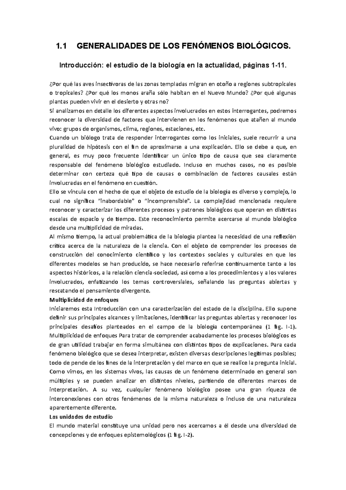 Generalidades DE LOS Fenómenos Biológicos - 1 GENERALIDADES DE LOS ...