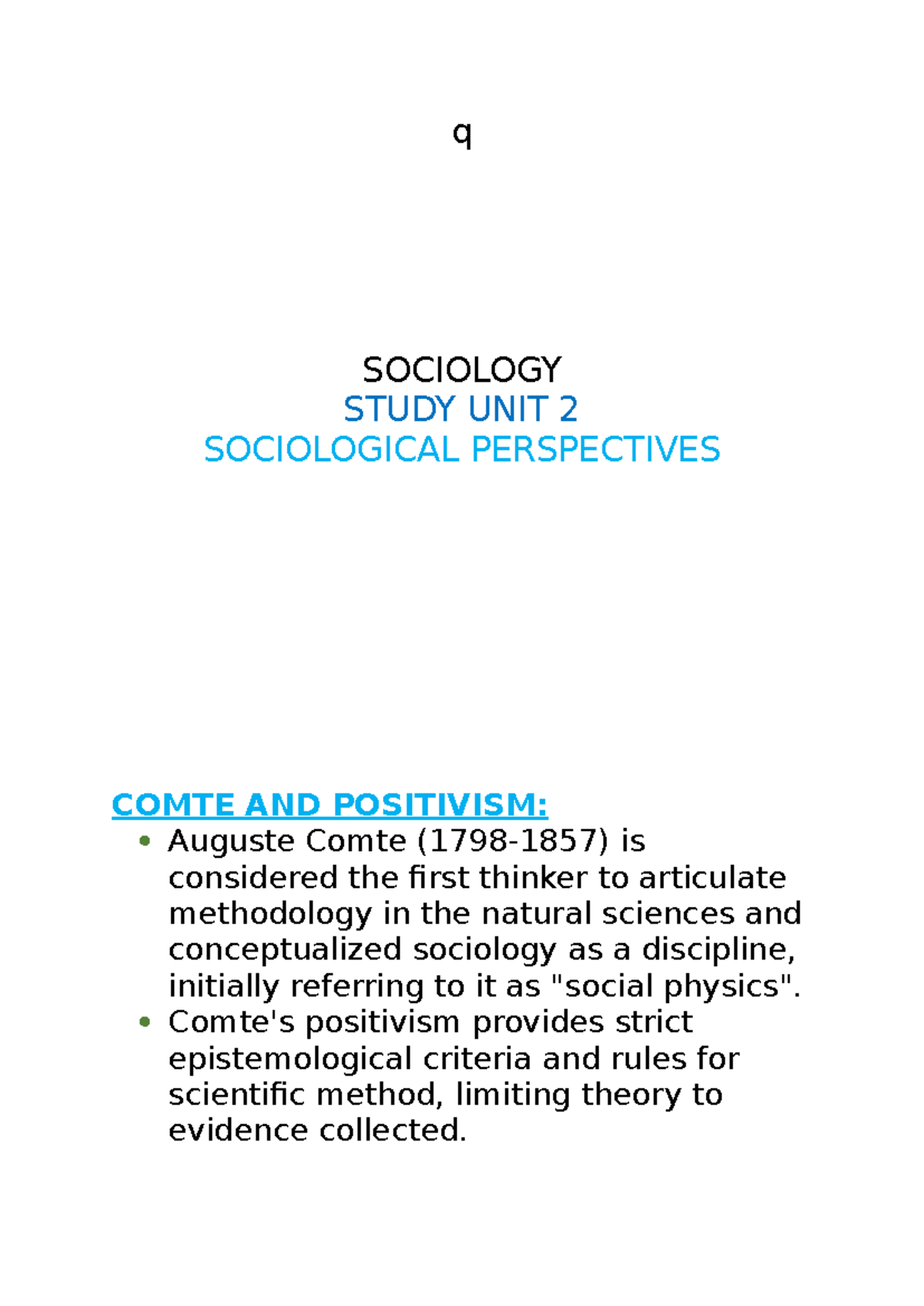 Sociology Study Unit 2: Key Perspectives and Theories Explained - Studocu