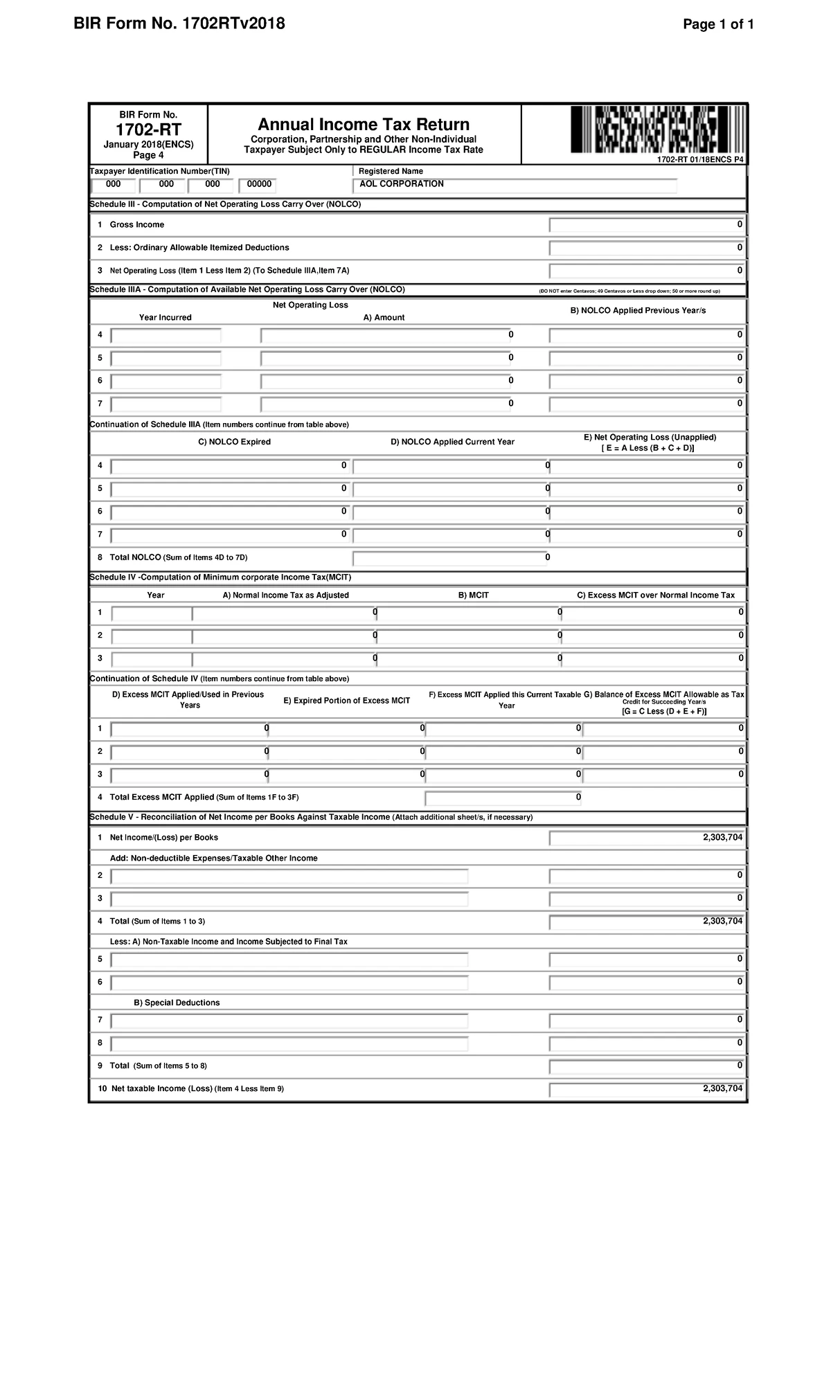 Introduction to Bir form sample problem - BIR Form No. 1702RTv2018 Page ...