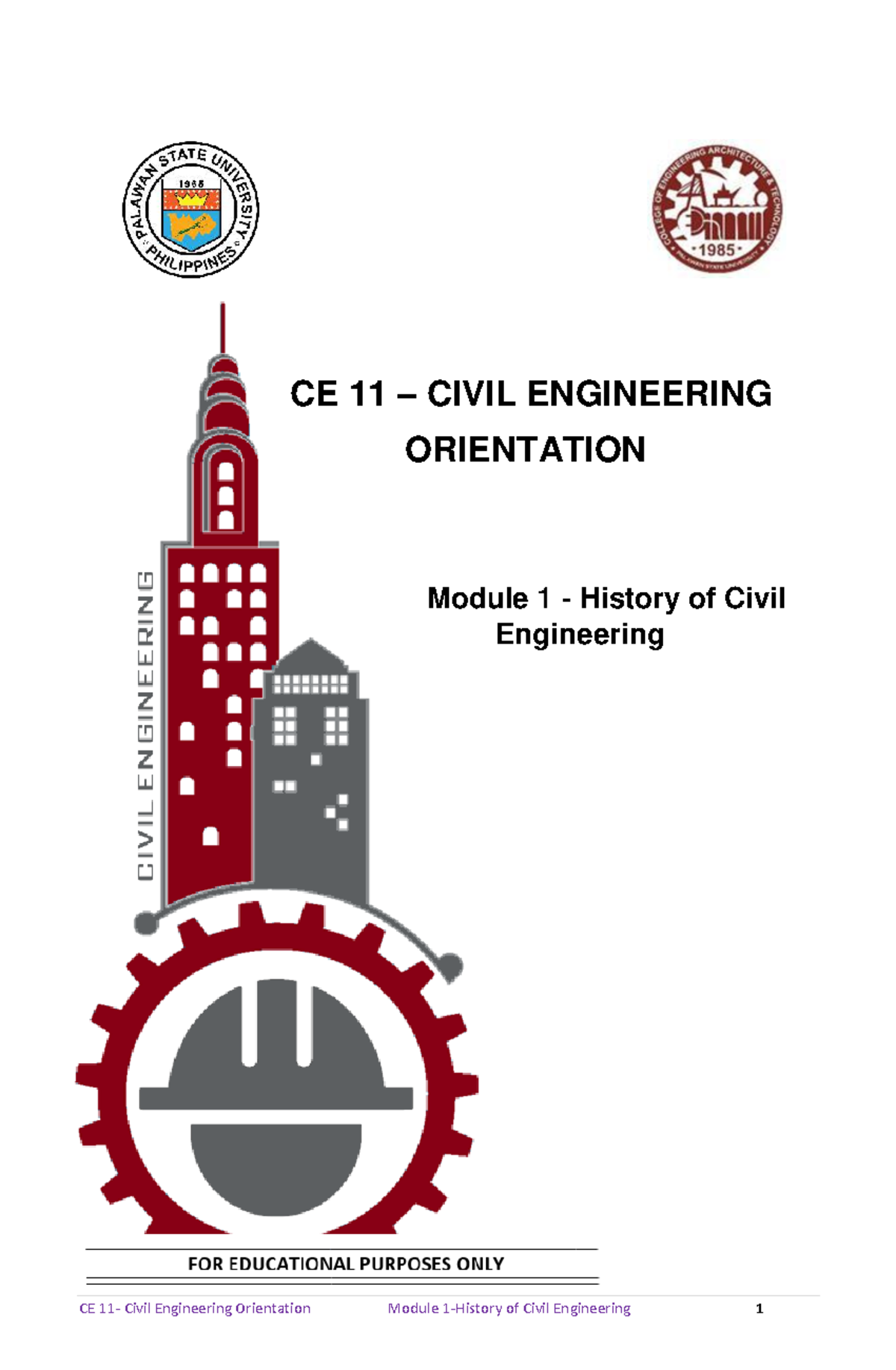 CE 11 Civil Engineering Orientation: Module 1 - History of CE - Studocu