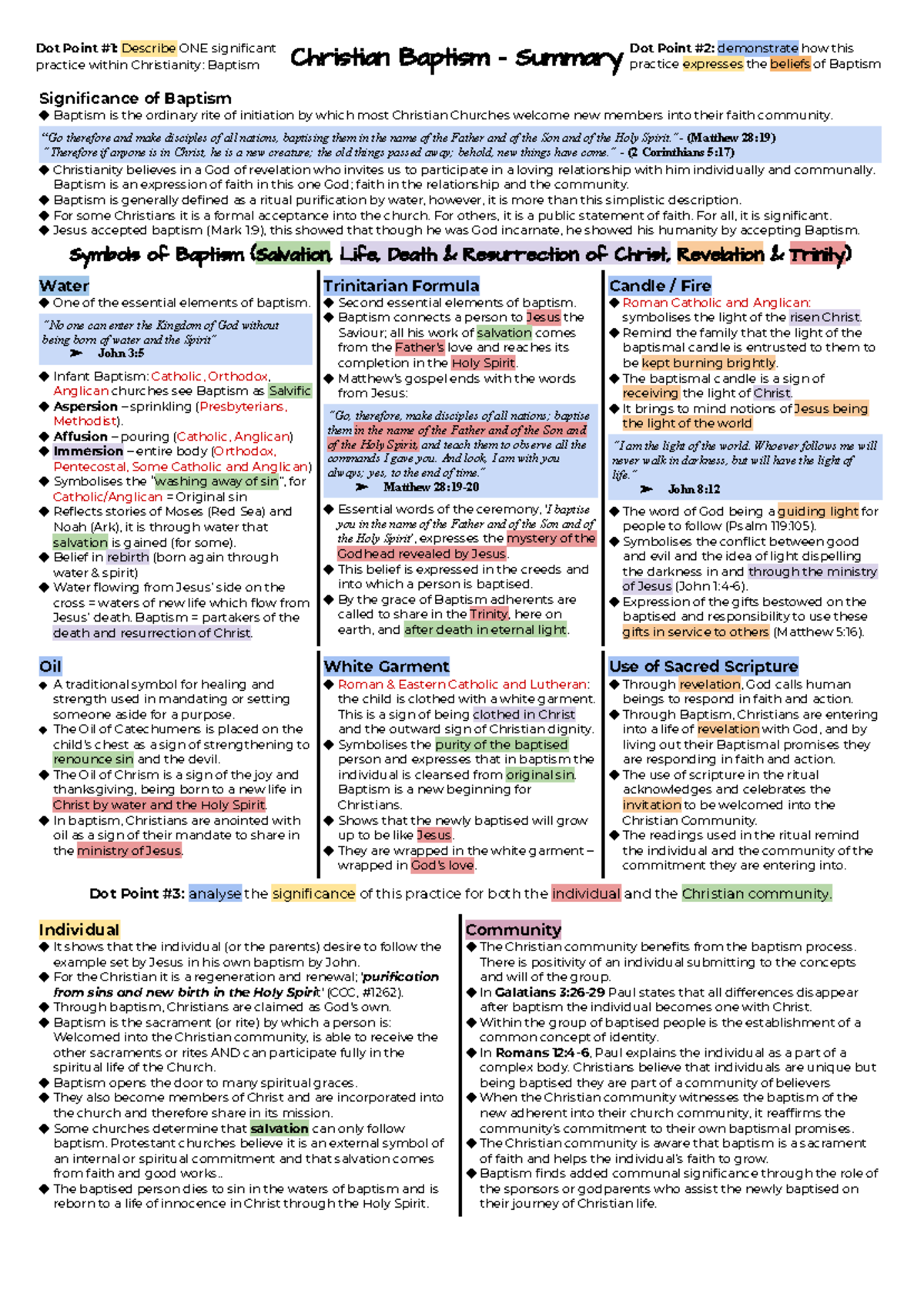 Christianity 101: Baptism Cheat Sheet for New Members - Studocu