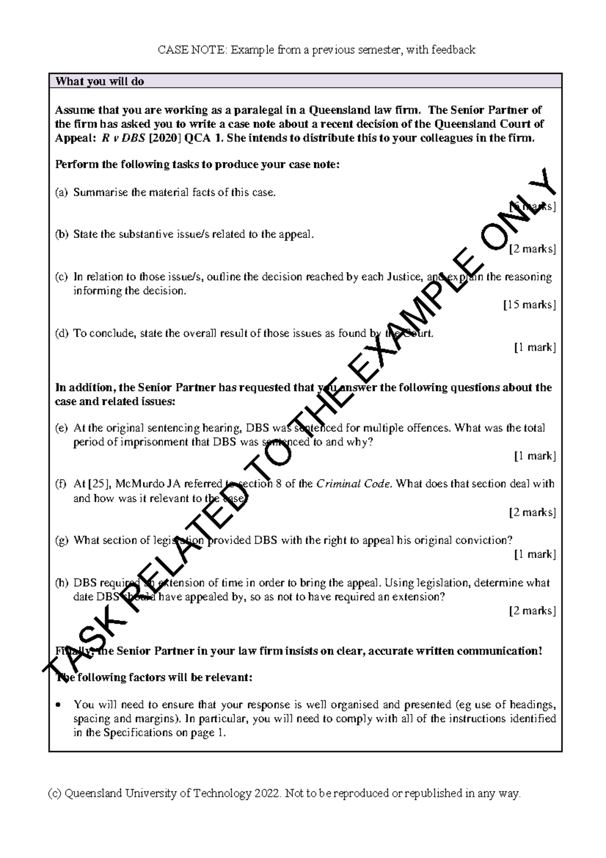 Case Note: R v DBS [2020] QCA 1 - Insights & Analysis - Studocu