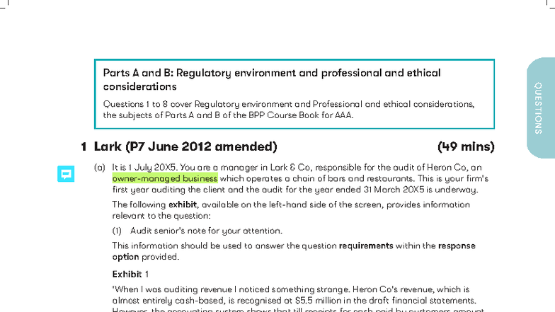 PART A & B - BPP Course Book: Regulatory & Ethical Considerations - Studocu