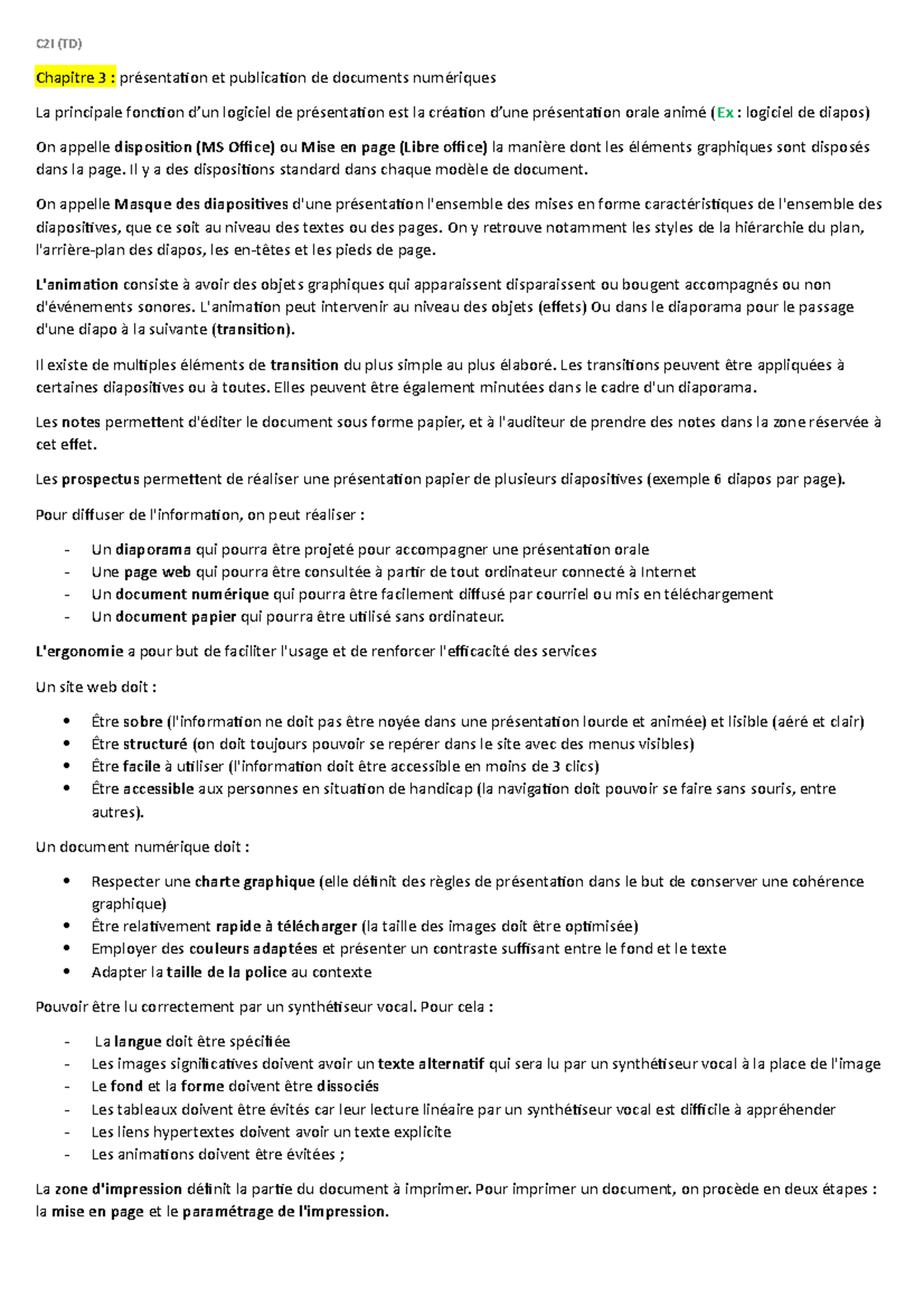 Chapitre 3 Présentation Et Publication De Documents Numériques C2i
