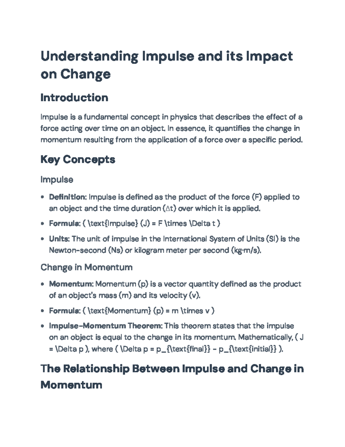 Physics 101: Understanding Impulse and Its Impact on Momentum Change - Understanding Impulse and ...