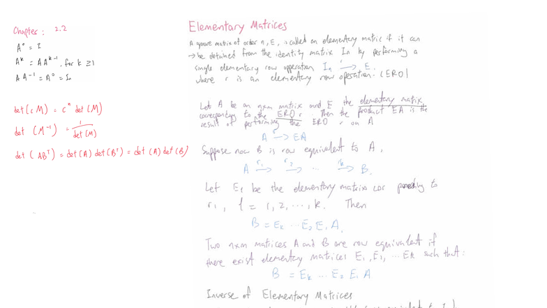 MA1522 - Chapter 2.2: Elementary Matrices and Their Inverses - Studocu