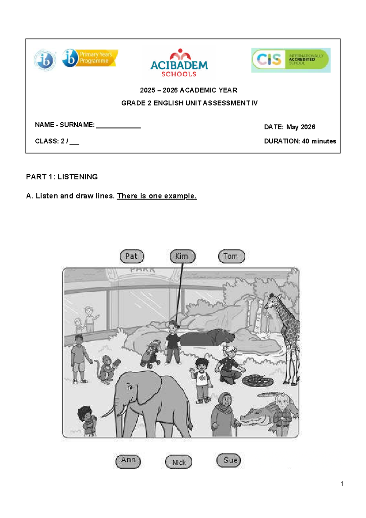 Grade 2 English Unit Assessment IV - May 2026 - Studocu