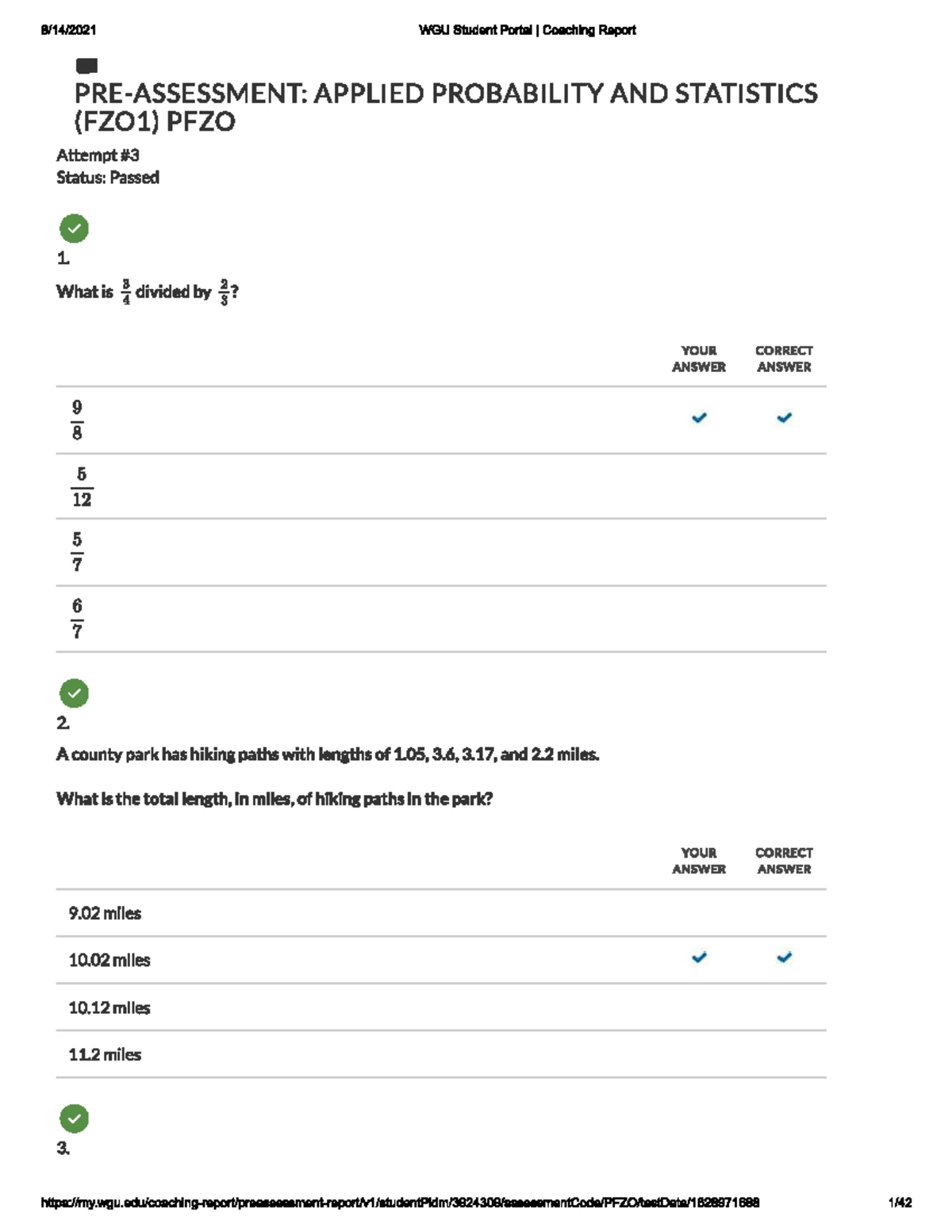 Preassessment C955 Final - WGU Student Portal I Coaching Report APPLIED ...