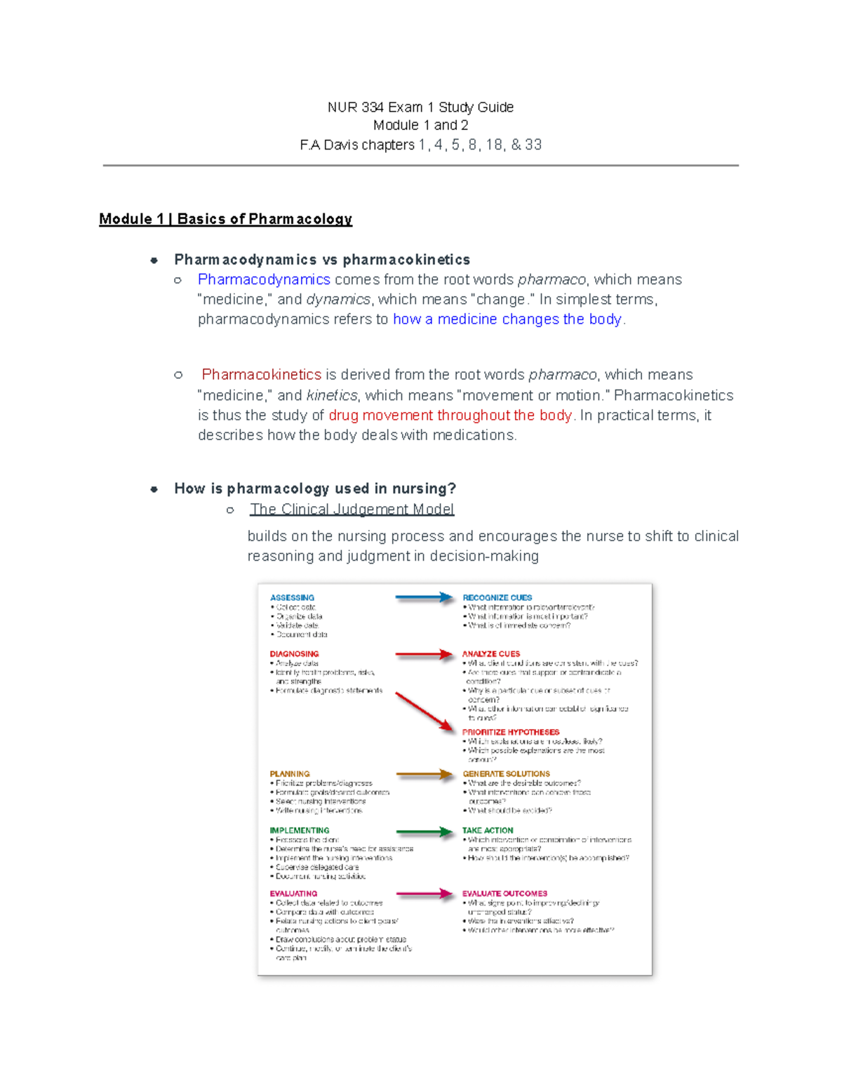 NUR 334- Pharmacology 1 Exam 1 - NUR 334 Exam 1 Study Guide Module 1 ...