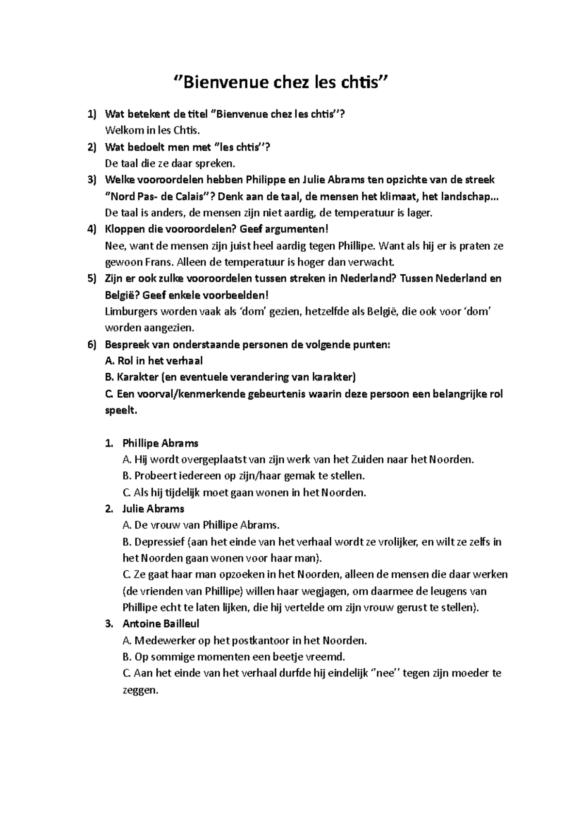 Analyse van de Film 'Bienvenue chez les Chtis' (Filmopdracht) - Studeersnel