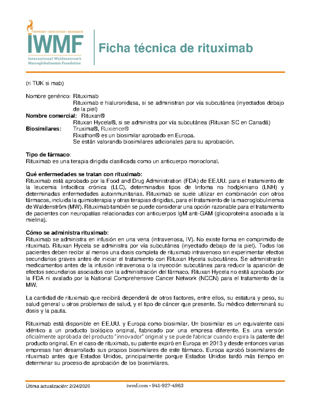 Ficha Técnica de Rituximab - Uso y Efectos Secundarios (Español) - Studocu