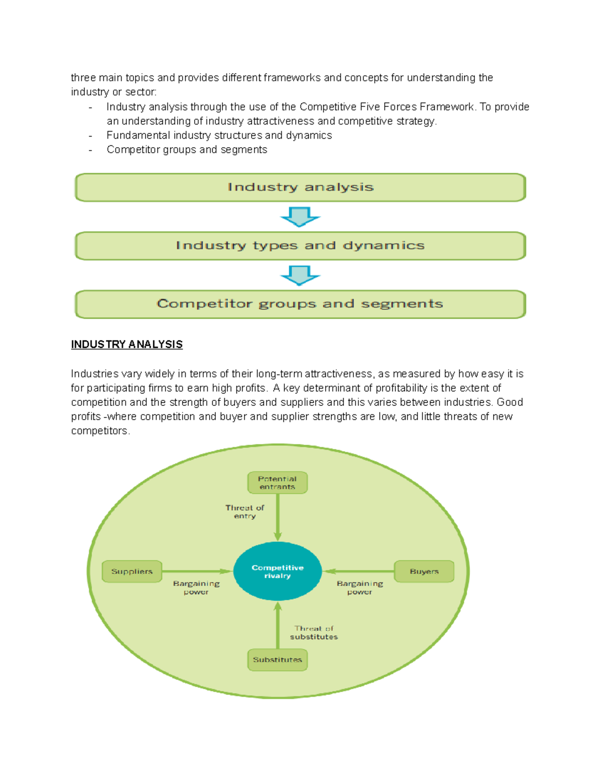 Chapter 3 Industry and Sector Analysis - three main topics and provides ...
