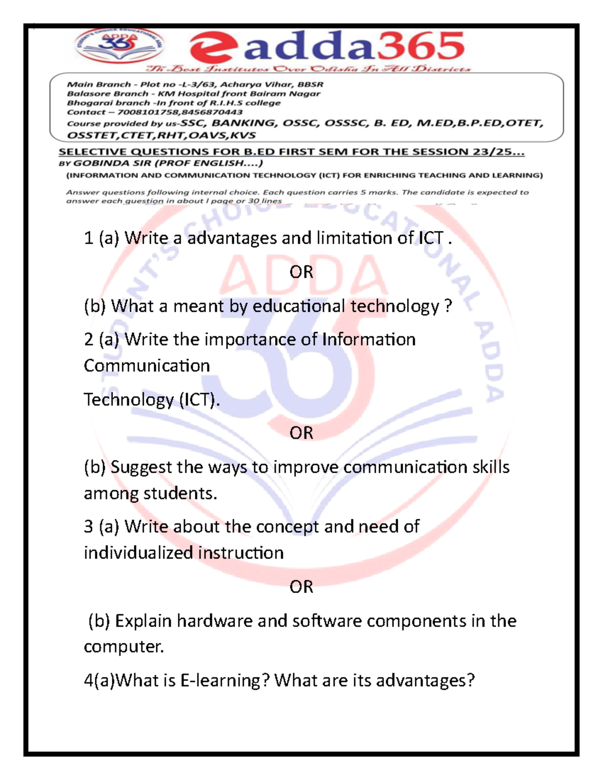 Mechanical Engineering Exam Questions and ICT in Education Insights ...