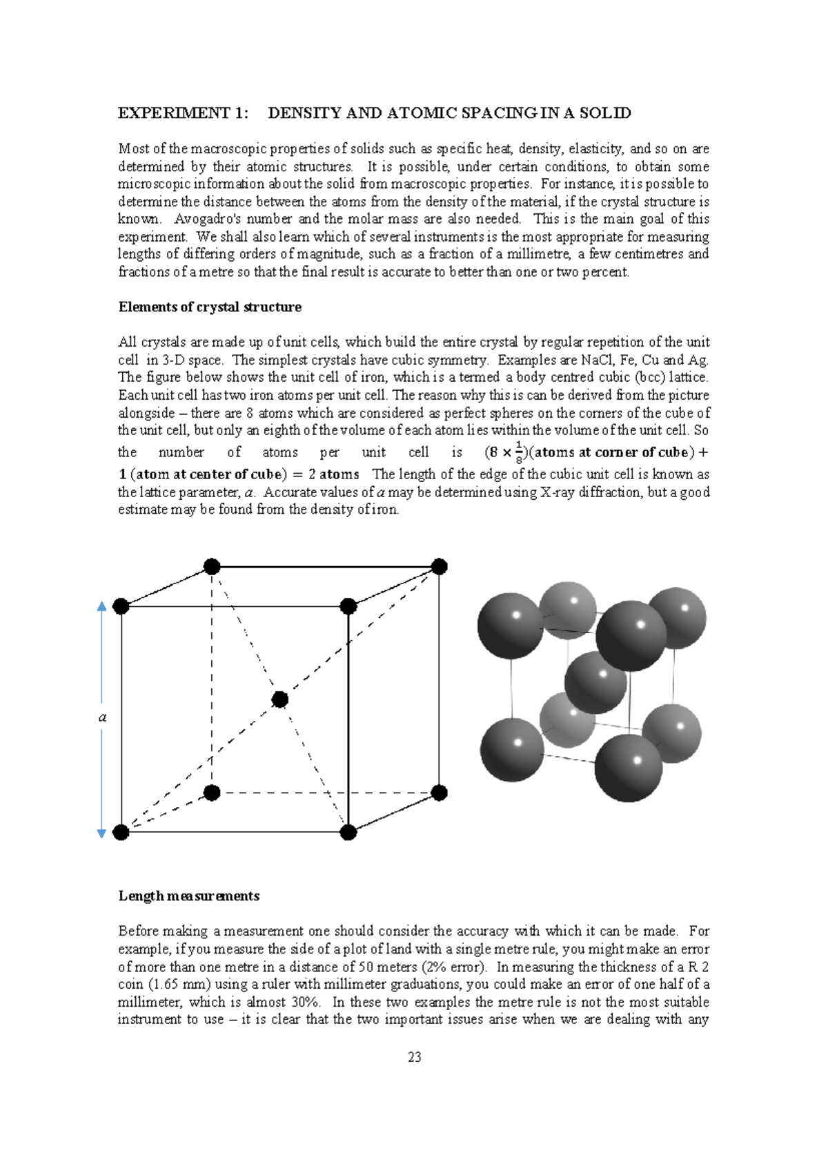EXP01: Density & Atomic Spacing in Solids - Experimental Template - Studocu