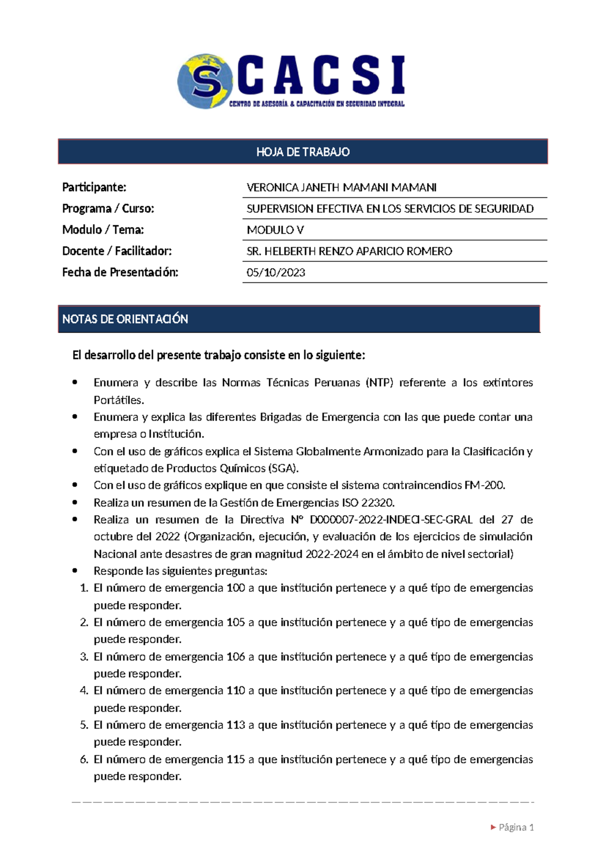 Tarea-2023 - revisar - HOJA DE TRABAJO Participante: VERONICA JANETH MAMANI MAMANI Programa ...