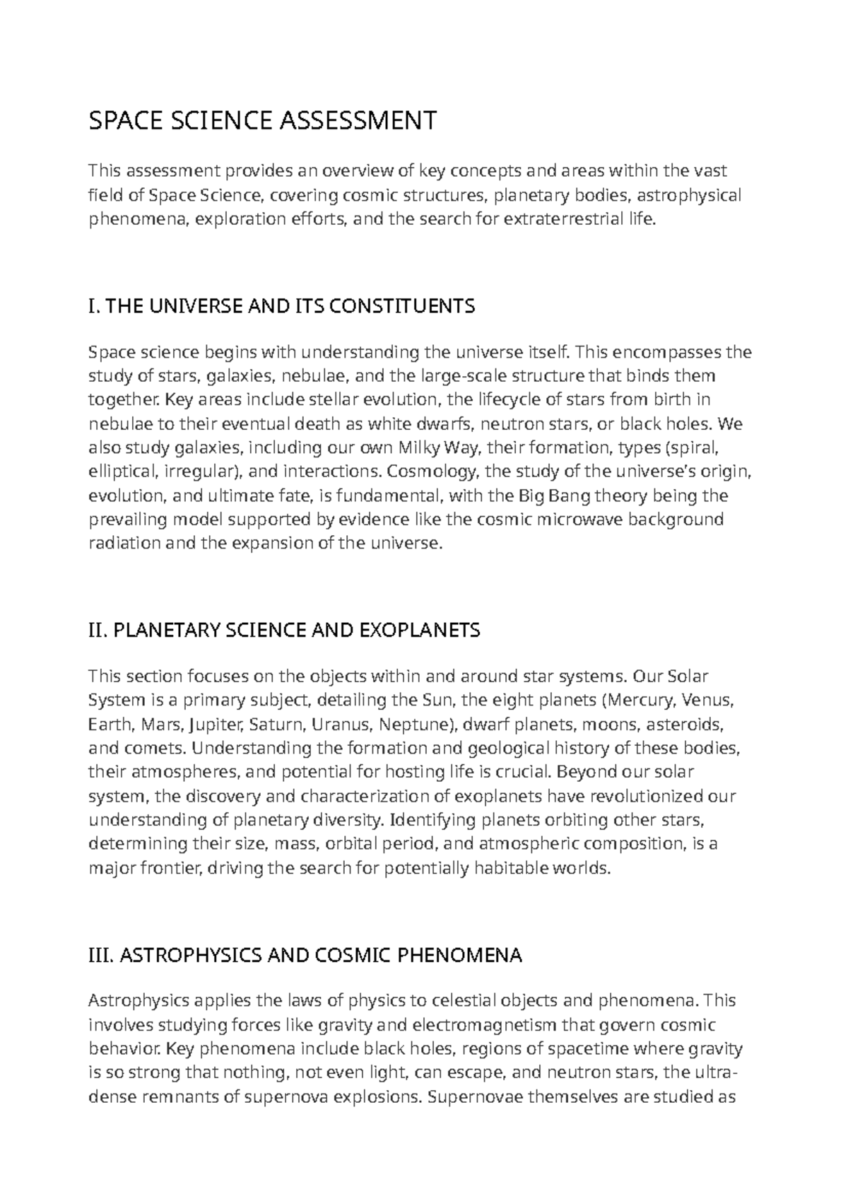 SPACE SCI 101: Overview of Key Concepts in Space Science - Studocu