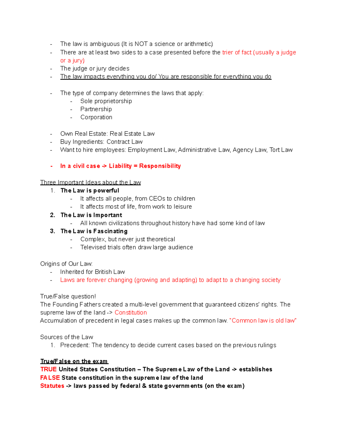 Legal Classifications & Principles: Comprehensive Exam Notes for LAW ...