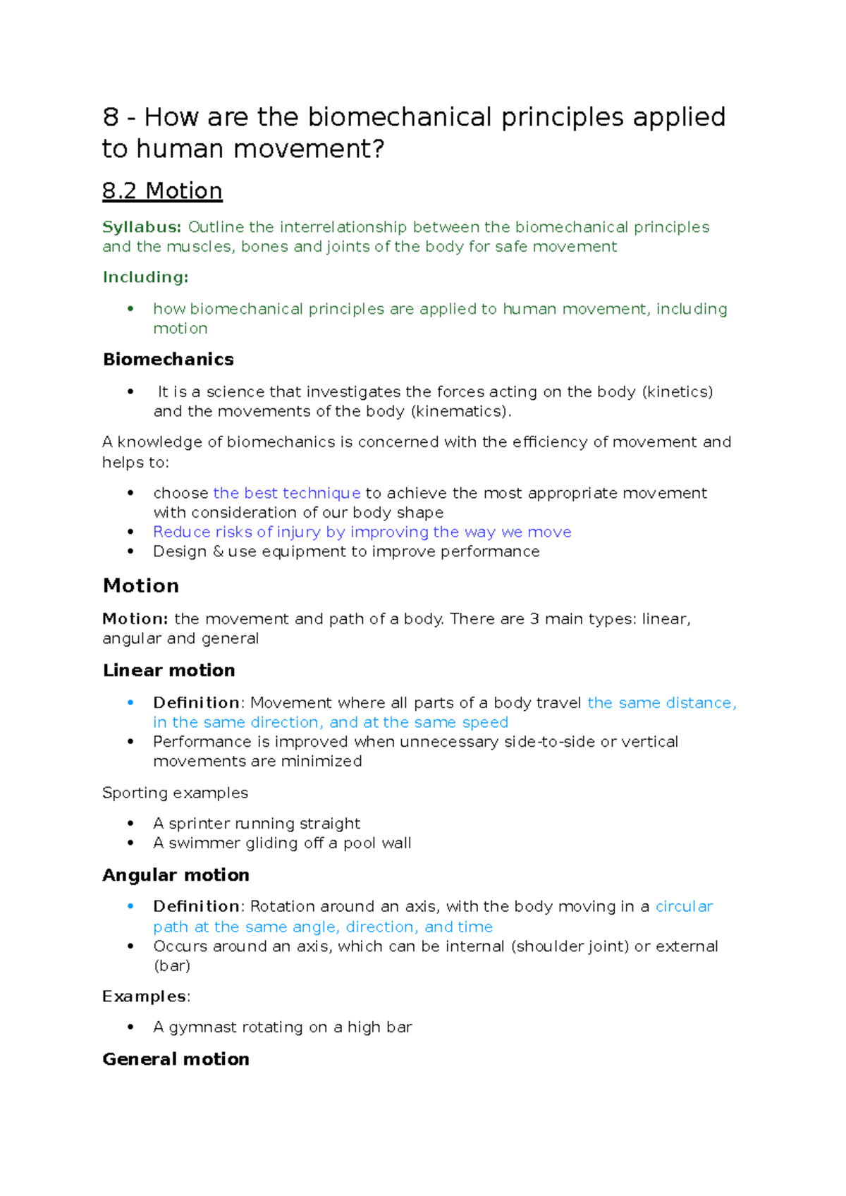 Biomechanics and Human Movement: Principles and Applications (Course ...