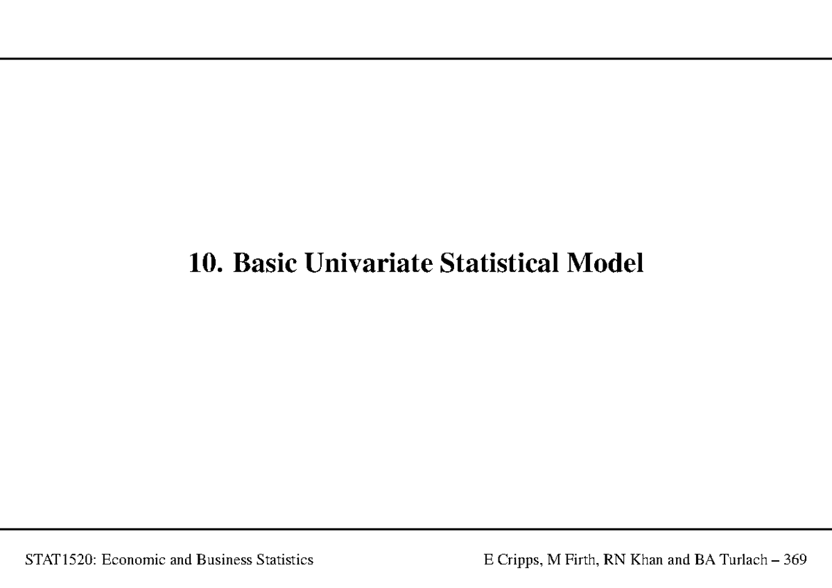Chapter 10: Basic Univariate Statistical Models in STAT1520 - Studocu