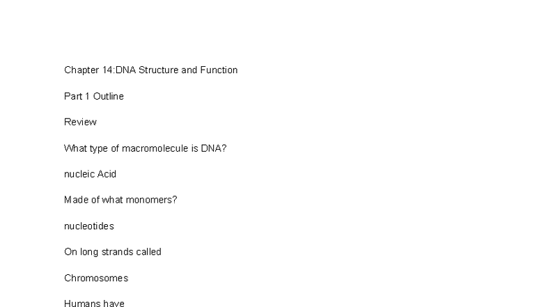 Biology 101: Chapter 14 - DNA Structure, Function & Replication ...