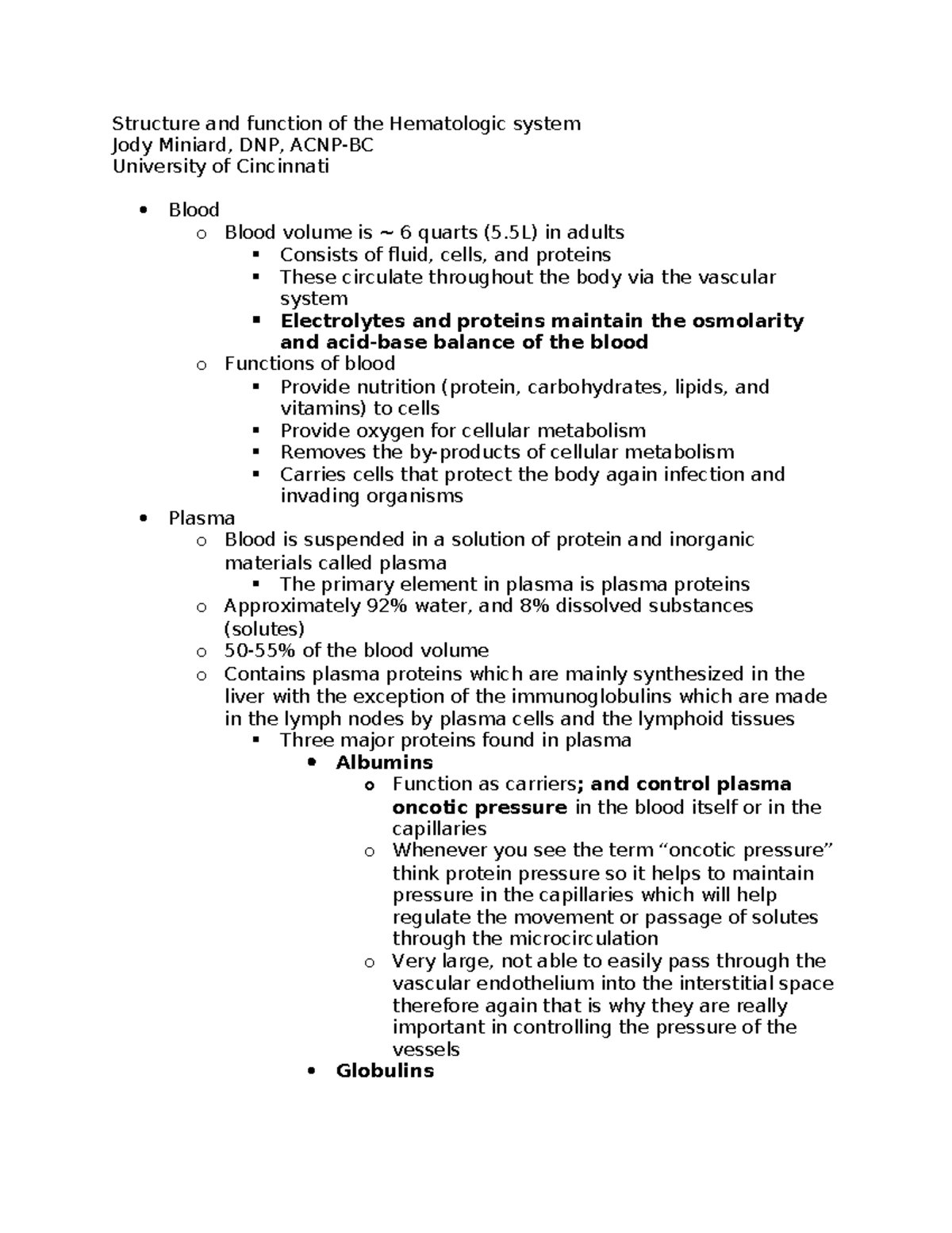 Structure and Function of Hematologic System - Structure and function of the Hematologic system ...