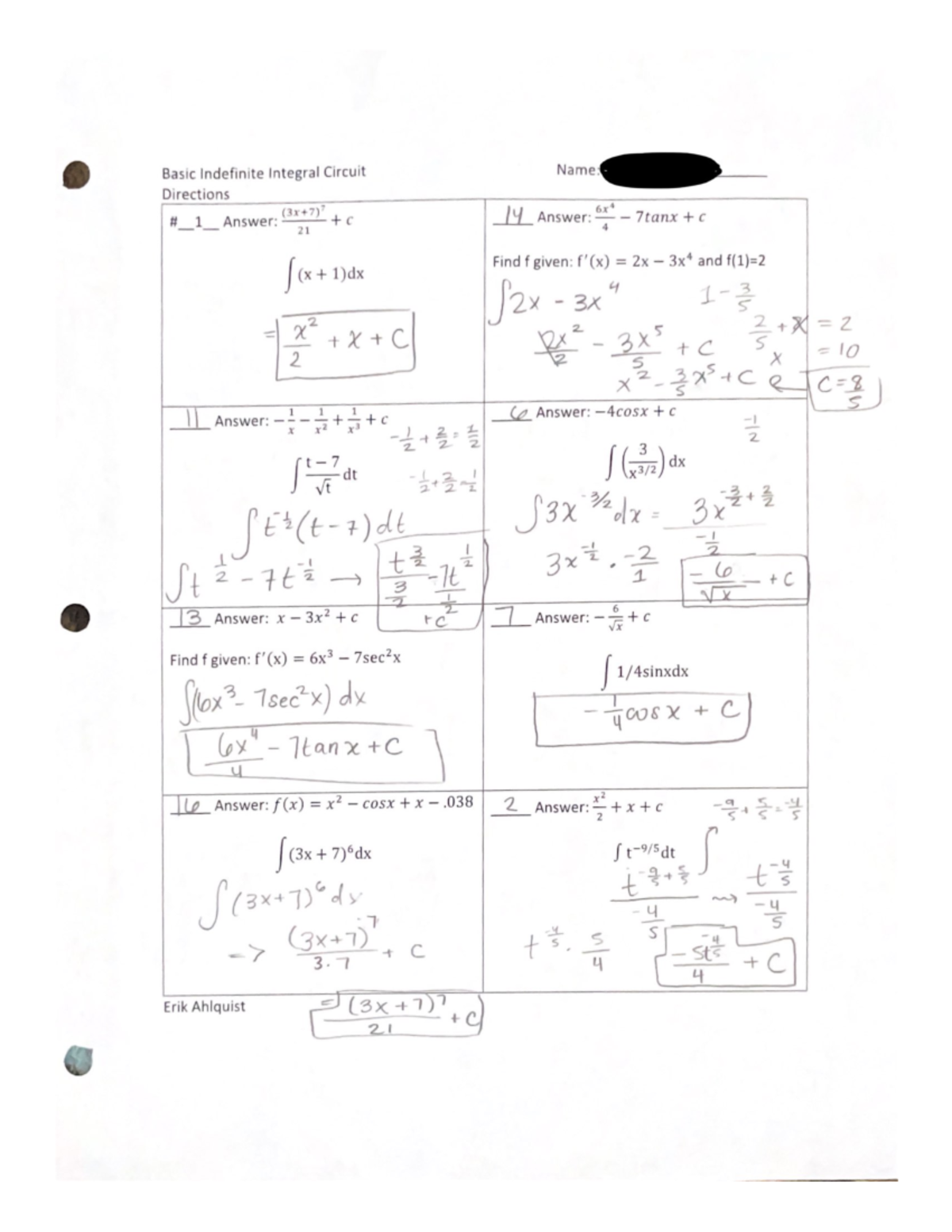 Calculus II - Basic Indefinite Integral Circuit - Basic Indefinite ...