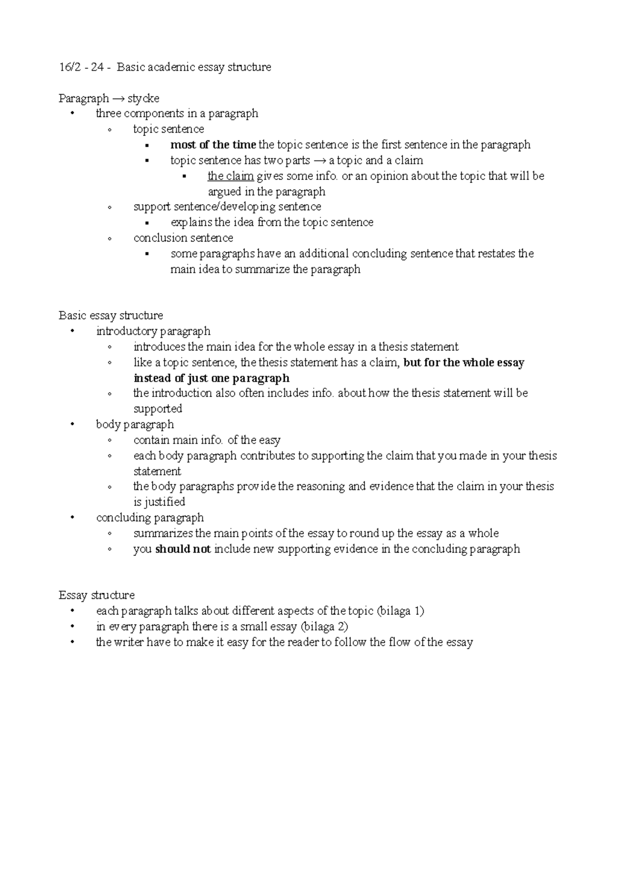 16:2 - 24 - Comprehensive Guide to Basic Academic Essay Structure - Studocu