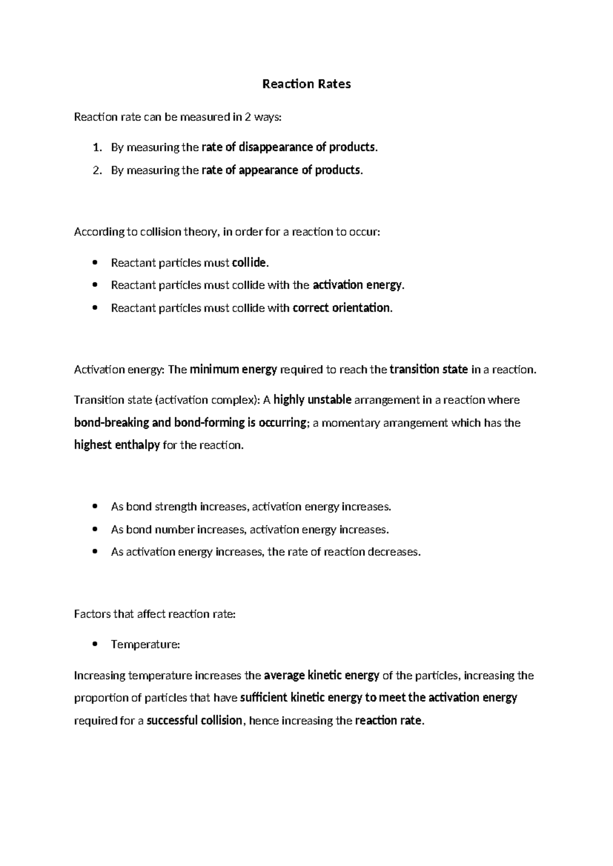 Chemistry 101: Reaction Rates and Influencing Factors - Study Notes ...
