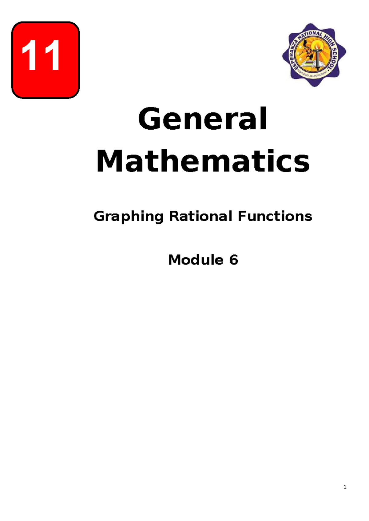Mathematics Q1 - Module 6: Graphing Rational Functions Notes - Studocu