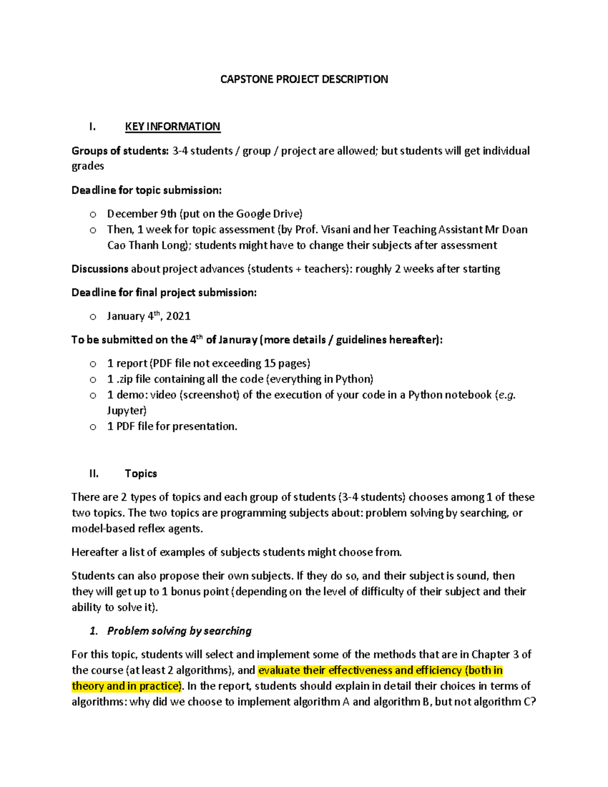 Capstone-project-guidelines - CAPSTONE PROJECT DESCRIPTION I. KEY ...