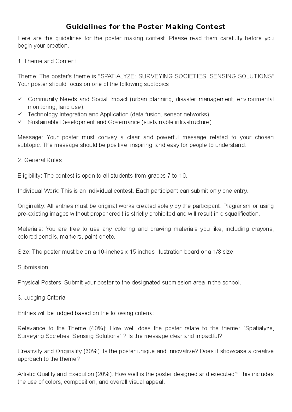 Poster Making Contest Guidelines: Surveying Societies, Sensing - Studocu