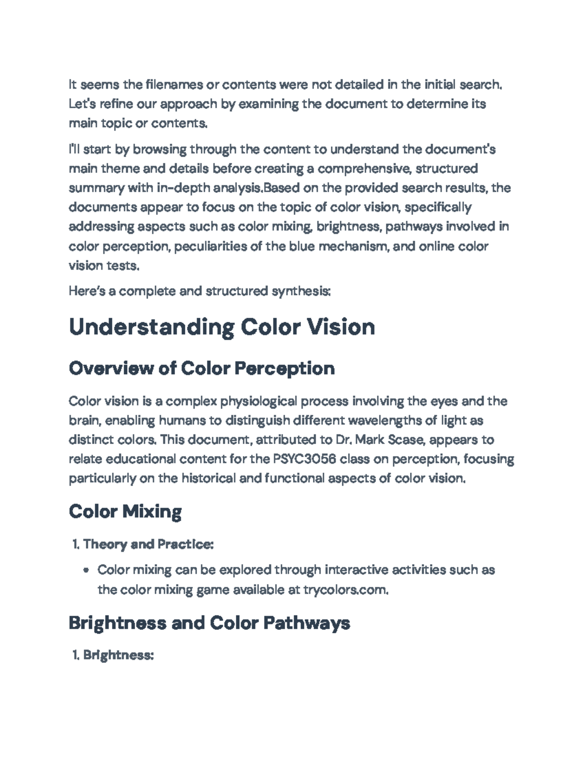 Understanding Color Vision in PSYC3056: Mechanisms and Tests - It seems ...