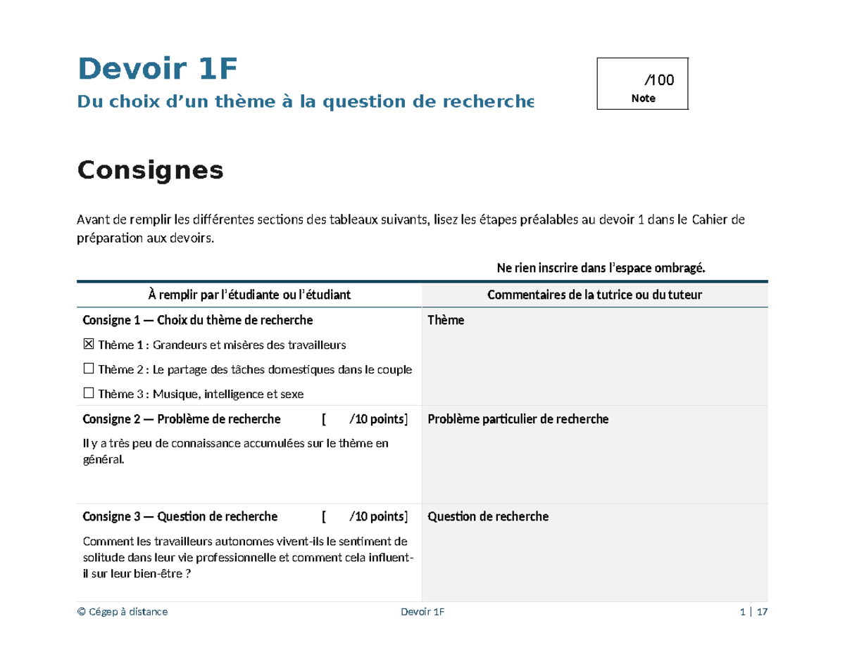 Devoir 1F - Thème de recherche en cours 300-300-RE - Studocu