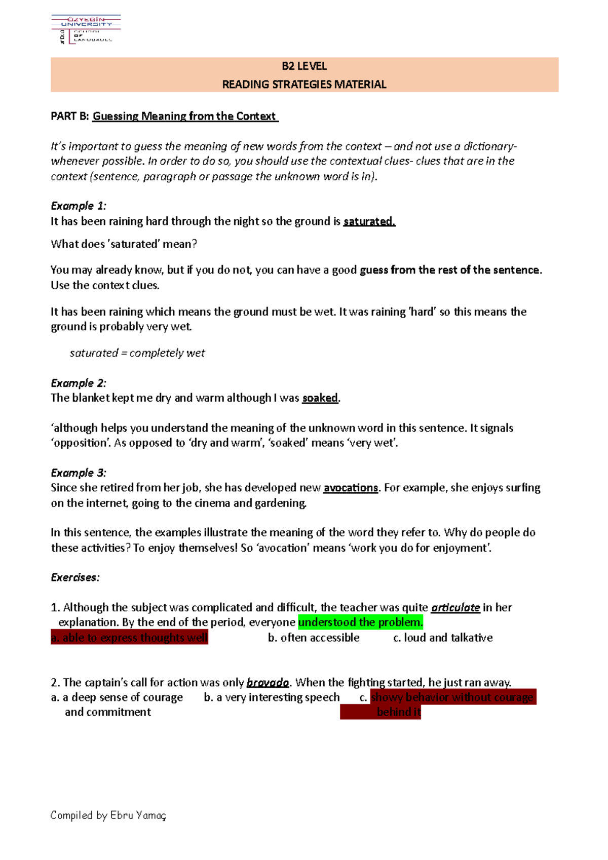 Guessing THE Meaning FROM Context - B2 LEVEL READING STRATEGIES ...