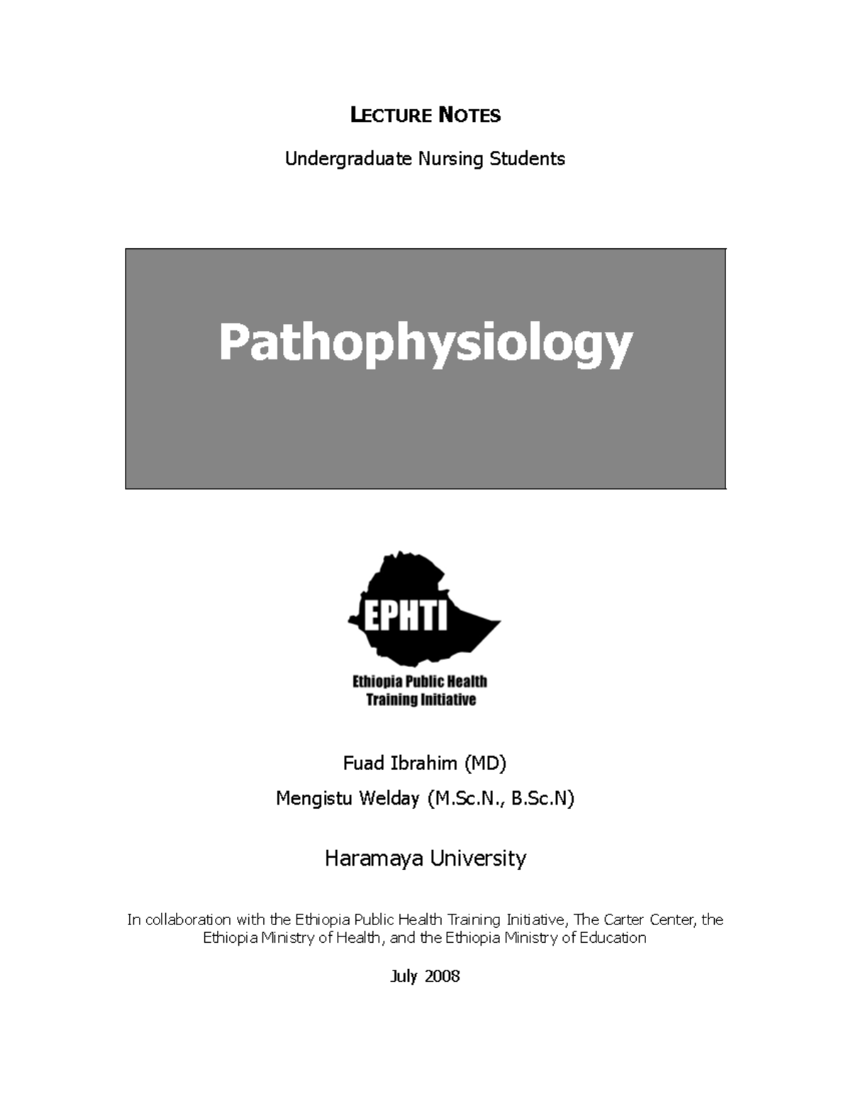 LECTURE NOTES: Pathophysiology for Nursing Students (NURS 101) - Studocu