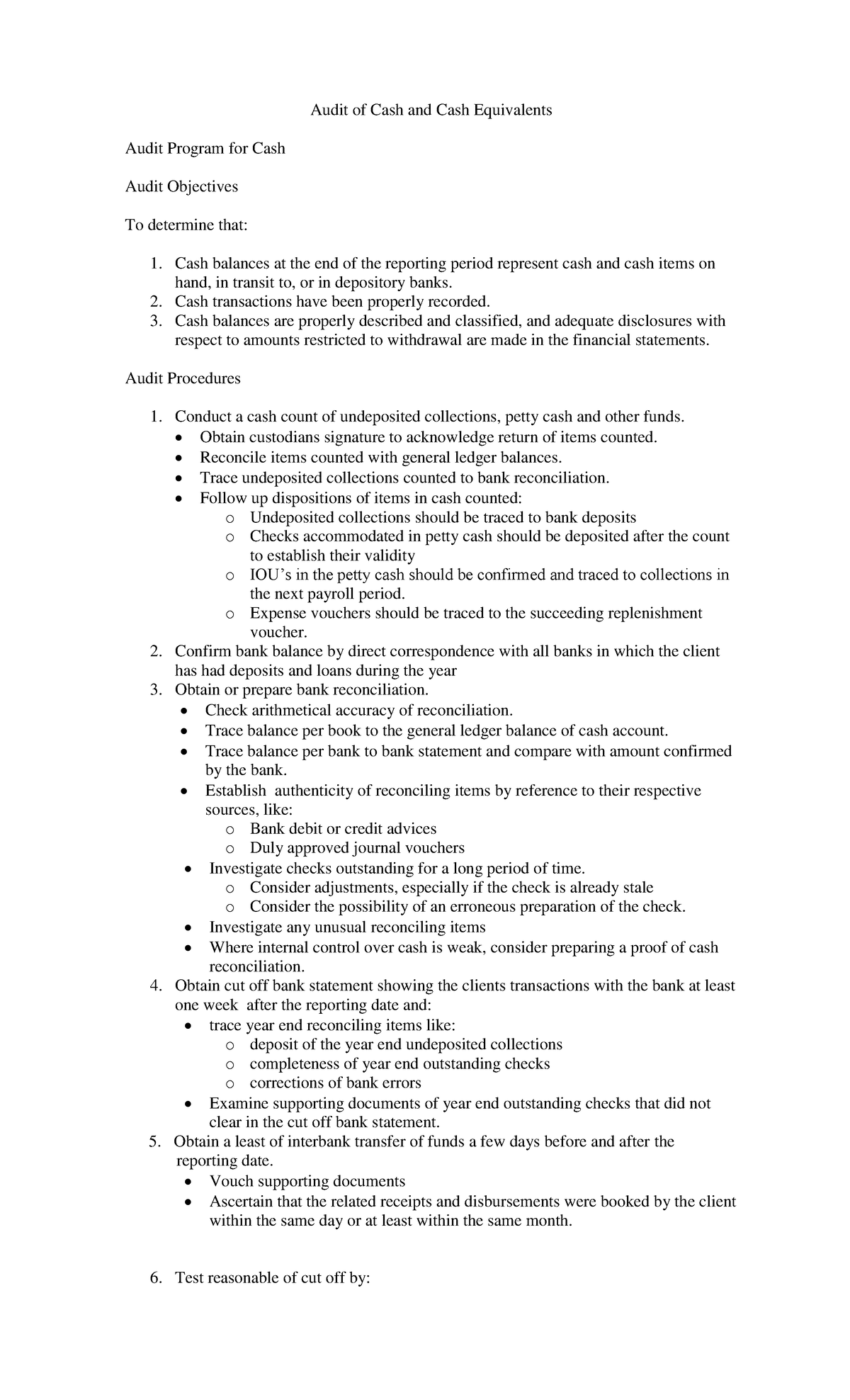 Audit of Cash and Cash Equivalents: Comprehensive Guidelines and ...