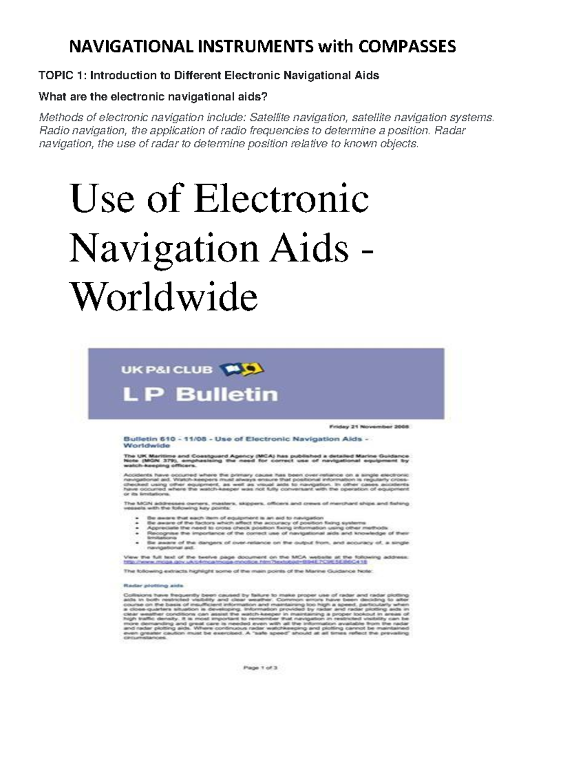 BSMT NAV1: Intro to Electronic Navigational Aids and Their Importance ...