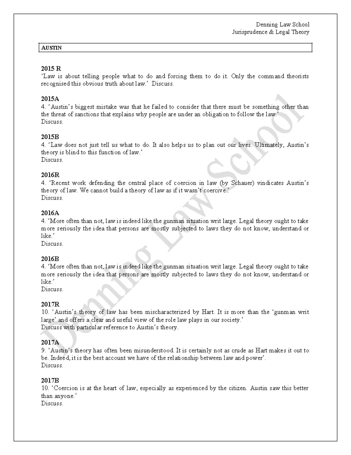 Jurisprudence & Legal Theory: Evaluating Austin's Command Model - Studocu