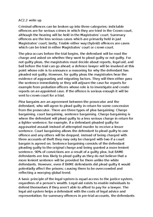 AC2.2 unit 3 class notes - AC2 describe the trial process For top marks ...