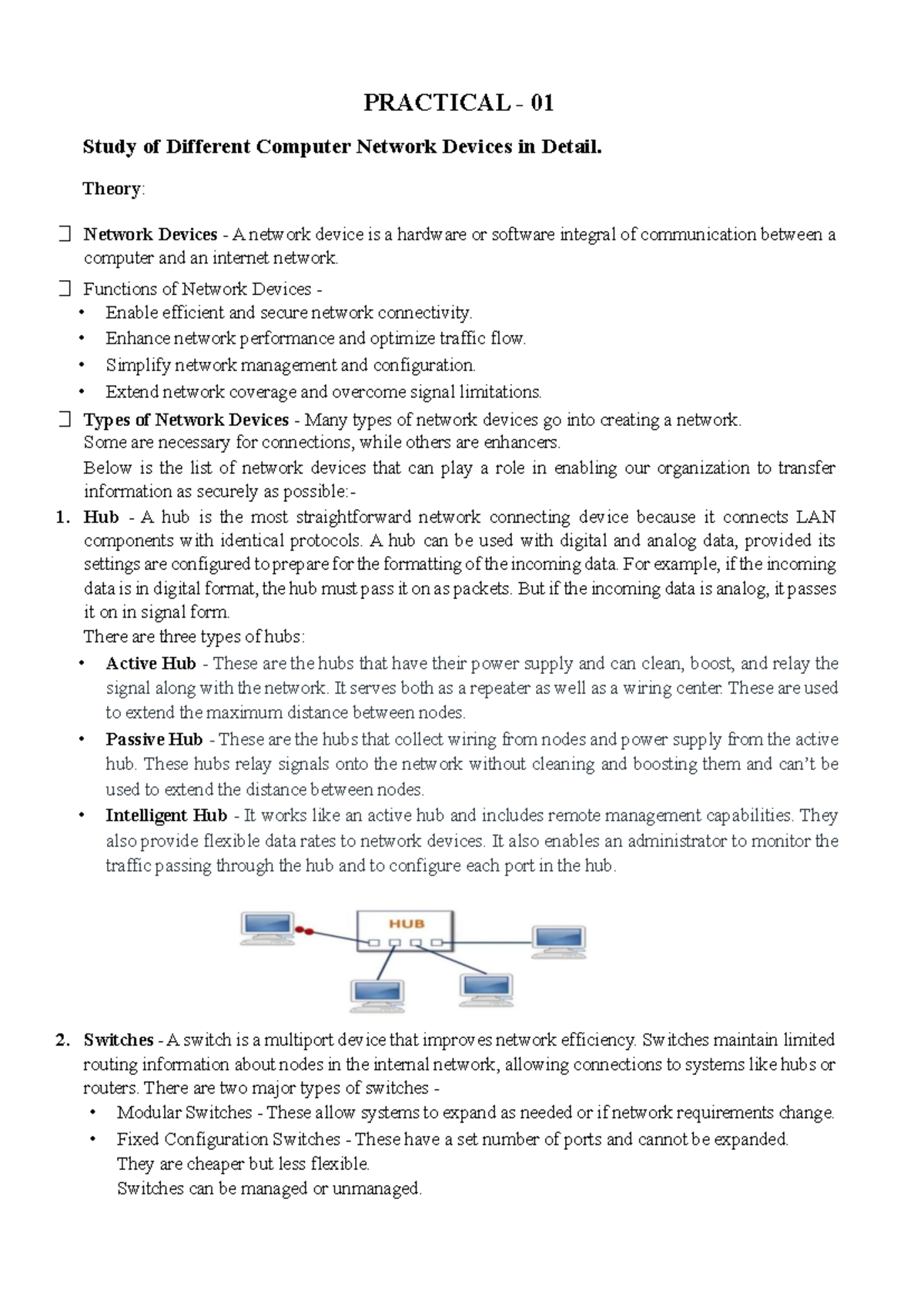 CN-1-9 Practical Study of Computer Network Devices and Cables - Studocu